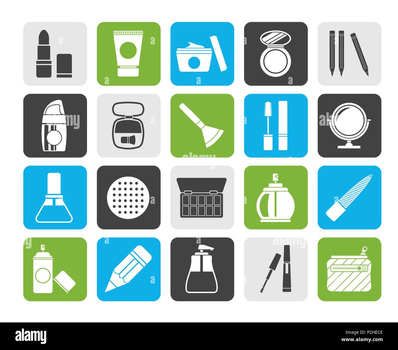 Silhouette Make-up and cosmetics icons - vector icon set Stock Vector ...