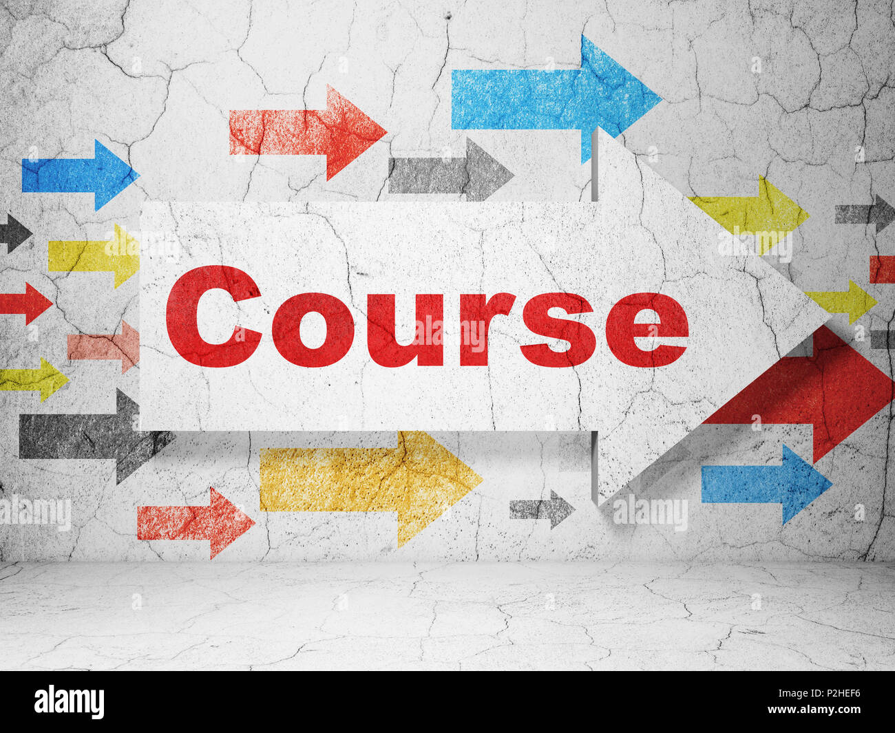 Education concept: arrow with Course on grunge wall background Stock ...