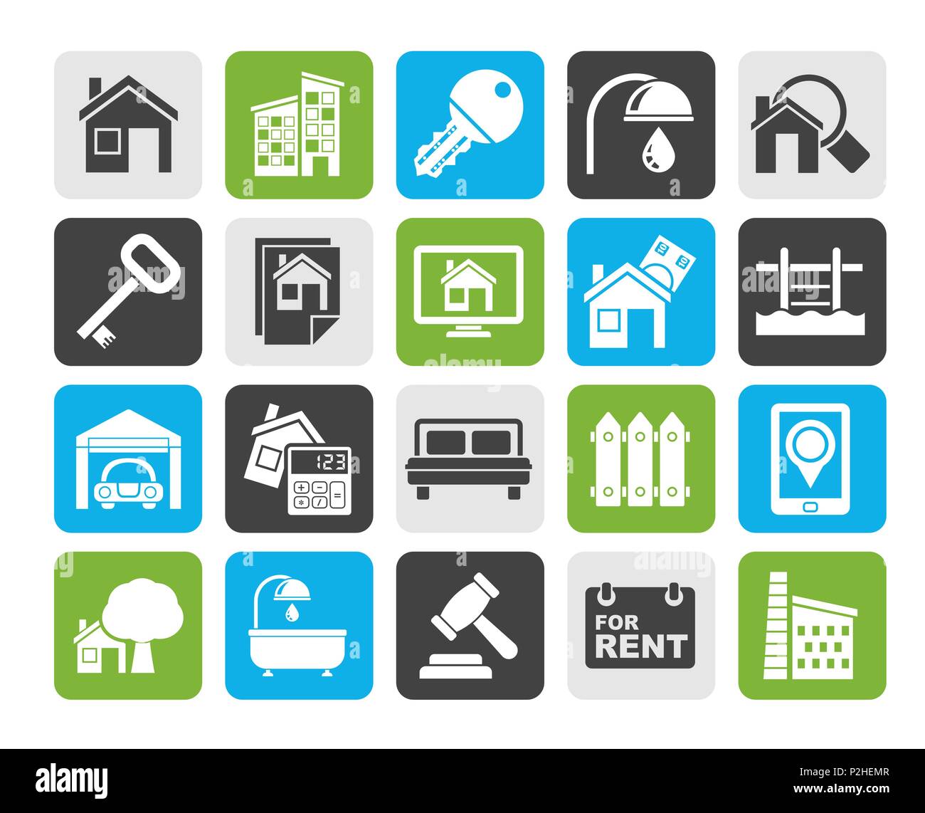 Silhouette Real Estate business Icons - Vector Icon Set Stock Vector ...