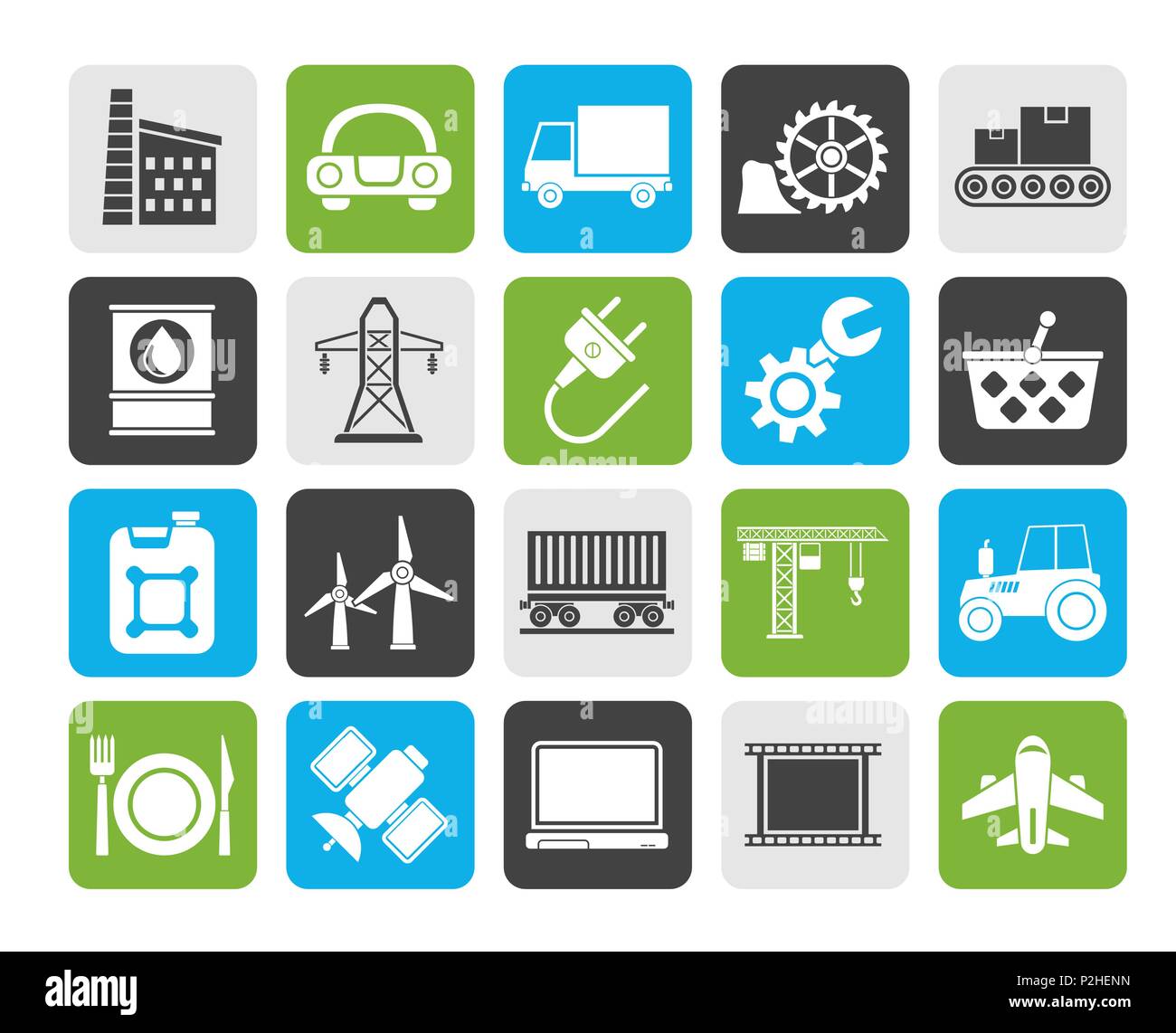 Silhouette Business and industry icons - vector icon set Stock Vector ...