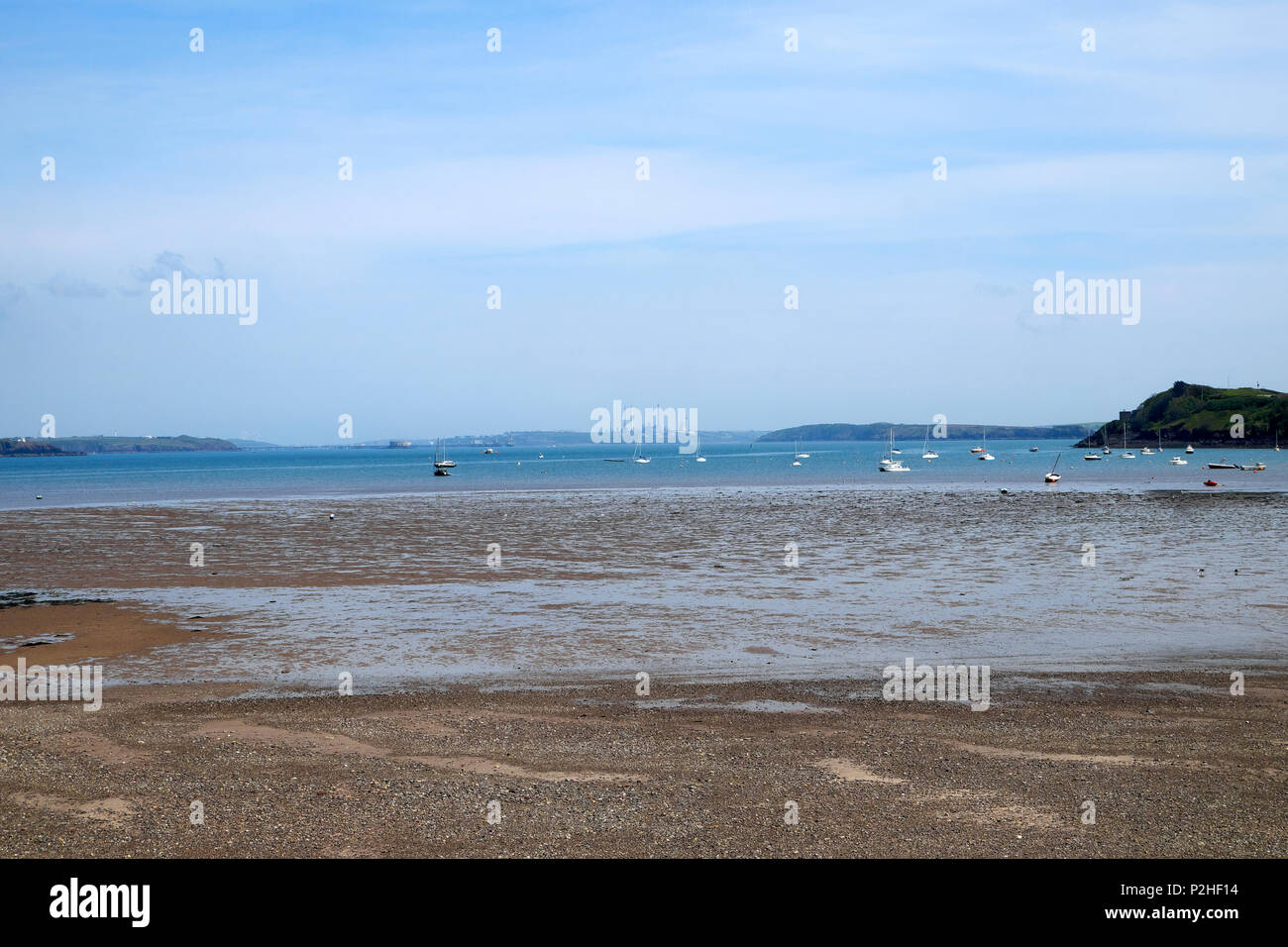 View across the bay looking towards Milford Haven from the village of ...