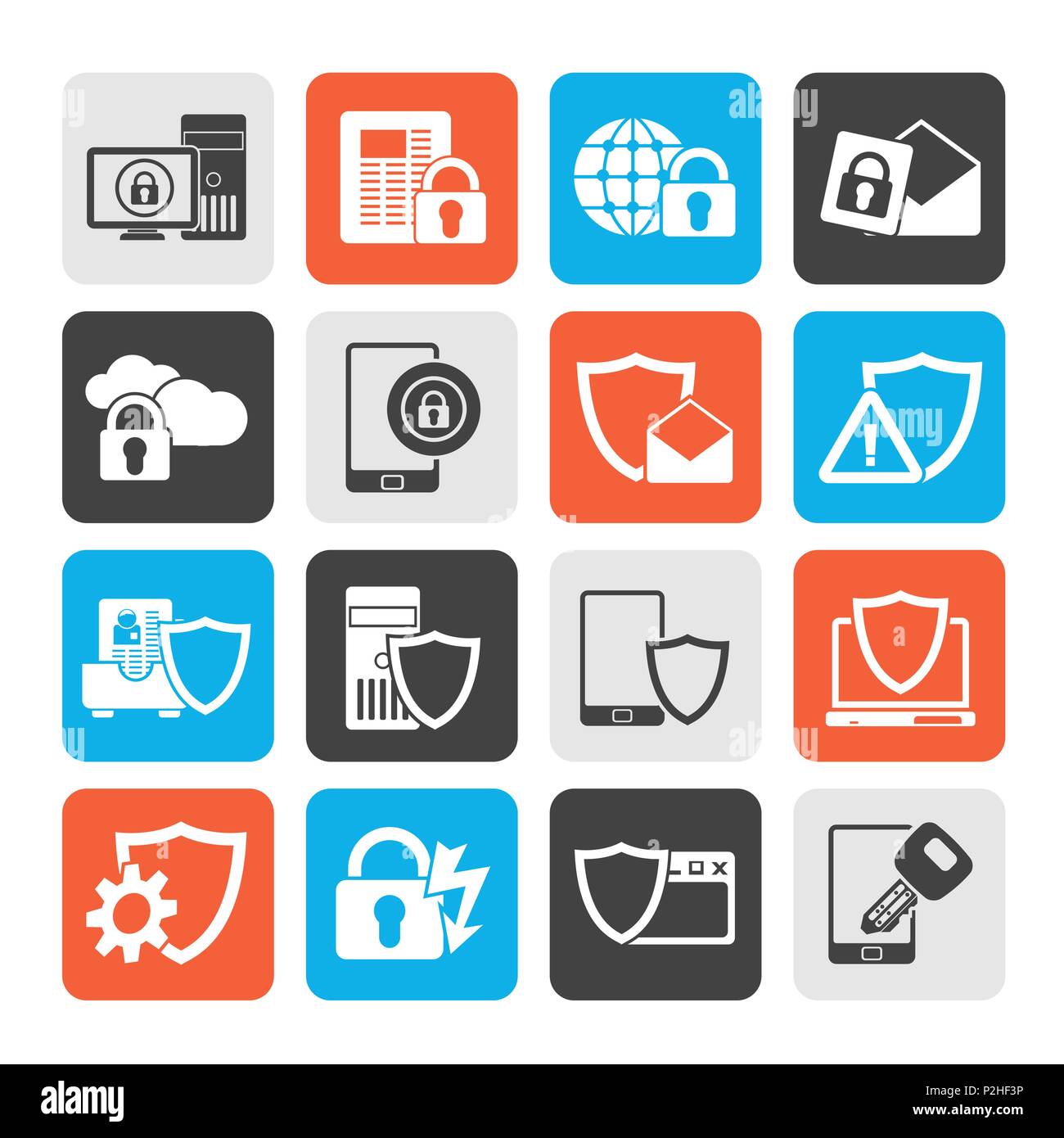 Silhouette data and Information Protection Security Icons - vector icon ...