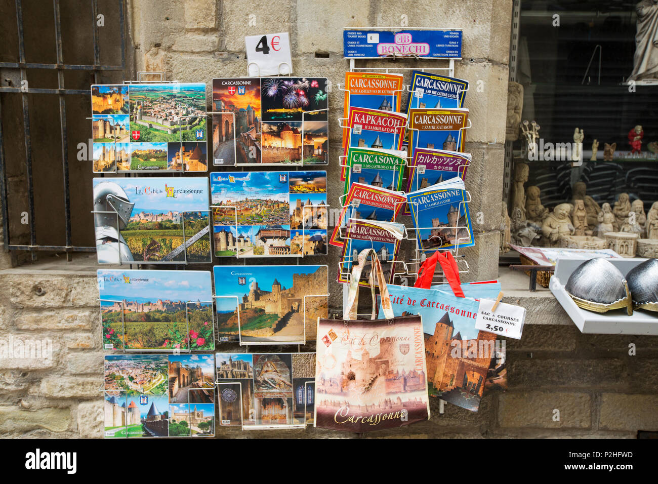 A shop in the old fortified town walls of Carcassone, Aude, France ...