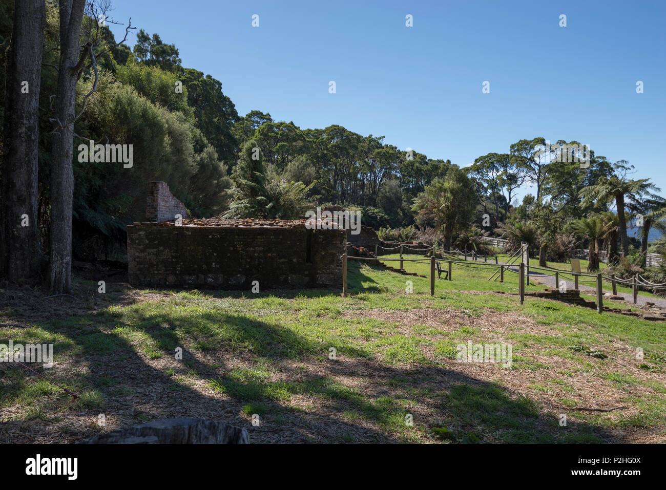 Sarah Island, Macquarie Harbour, Tasmania Stock Photo - Alamy