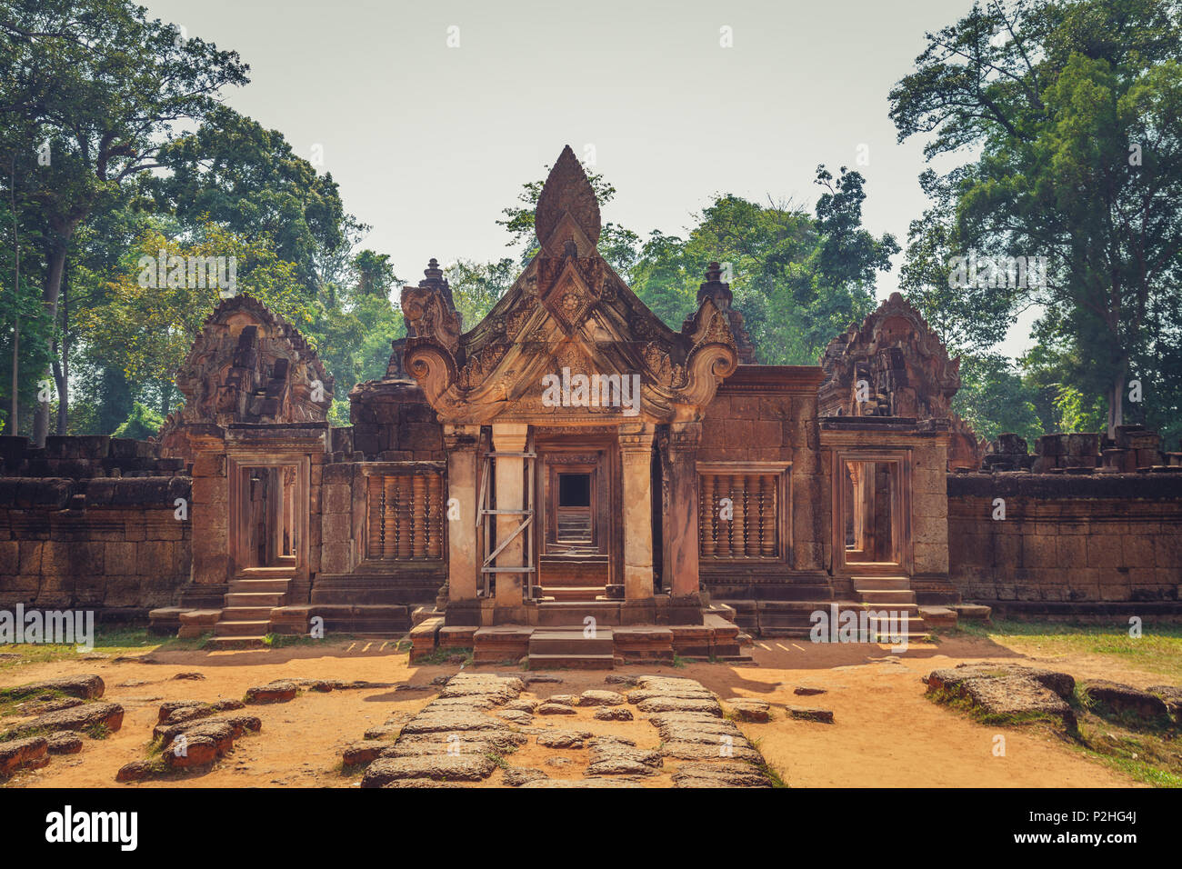 Banteay Srey - unique temple of pink sandstone. Angkor, Siem Reap ...