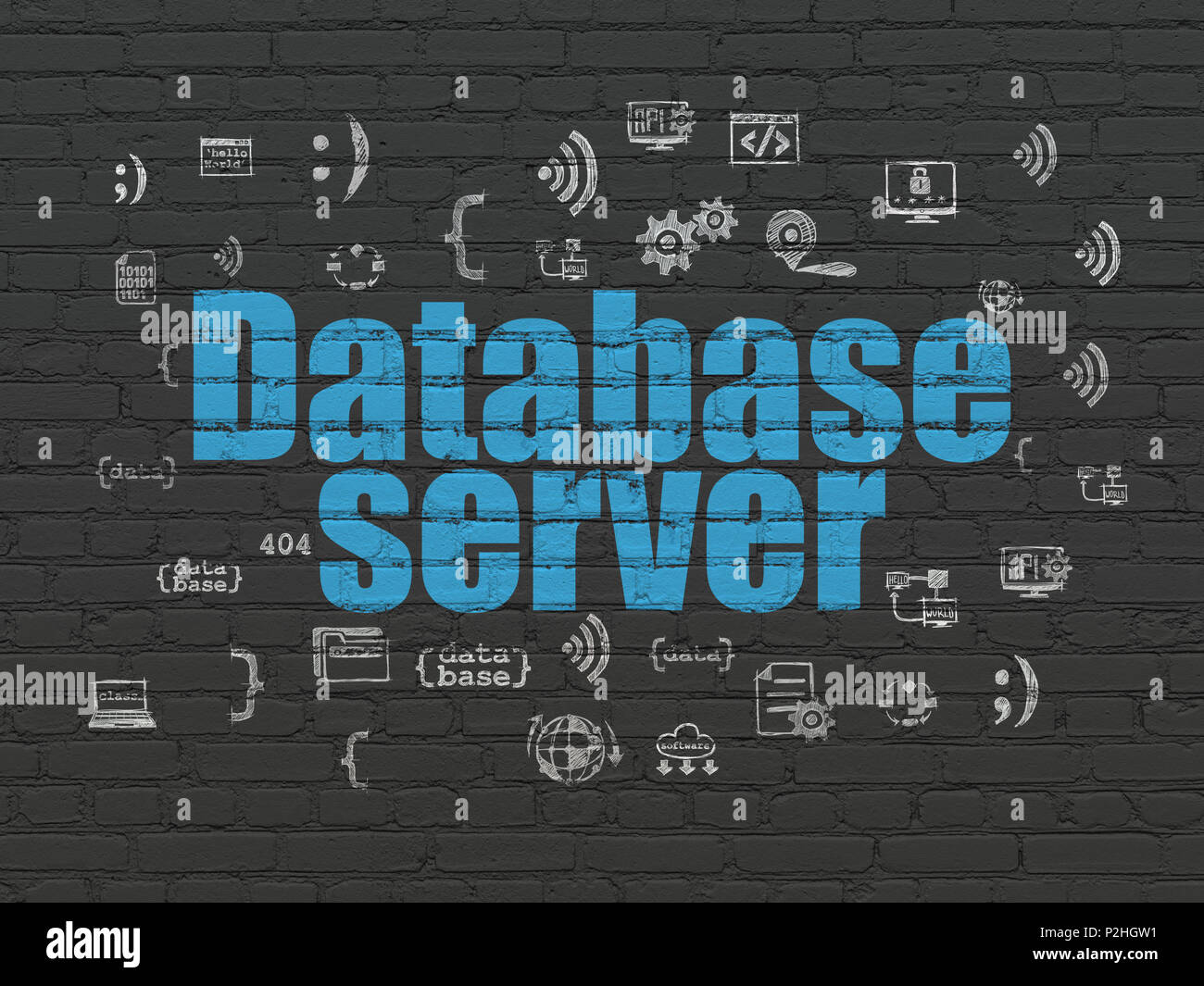 Programming concept: Database Server on wall background Stock Photo - Alamy