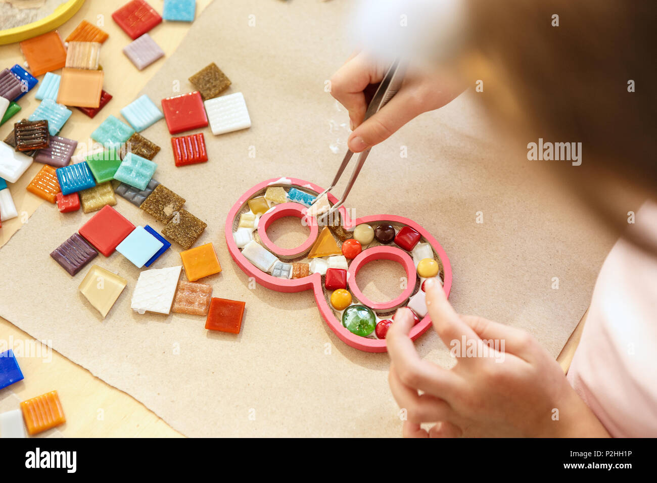 mosaic puzzle art for kids, children's creative game Stock Photo - Alamy