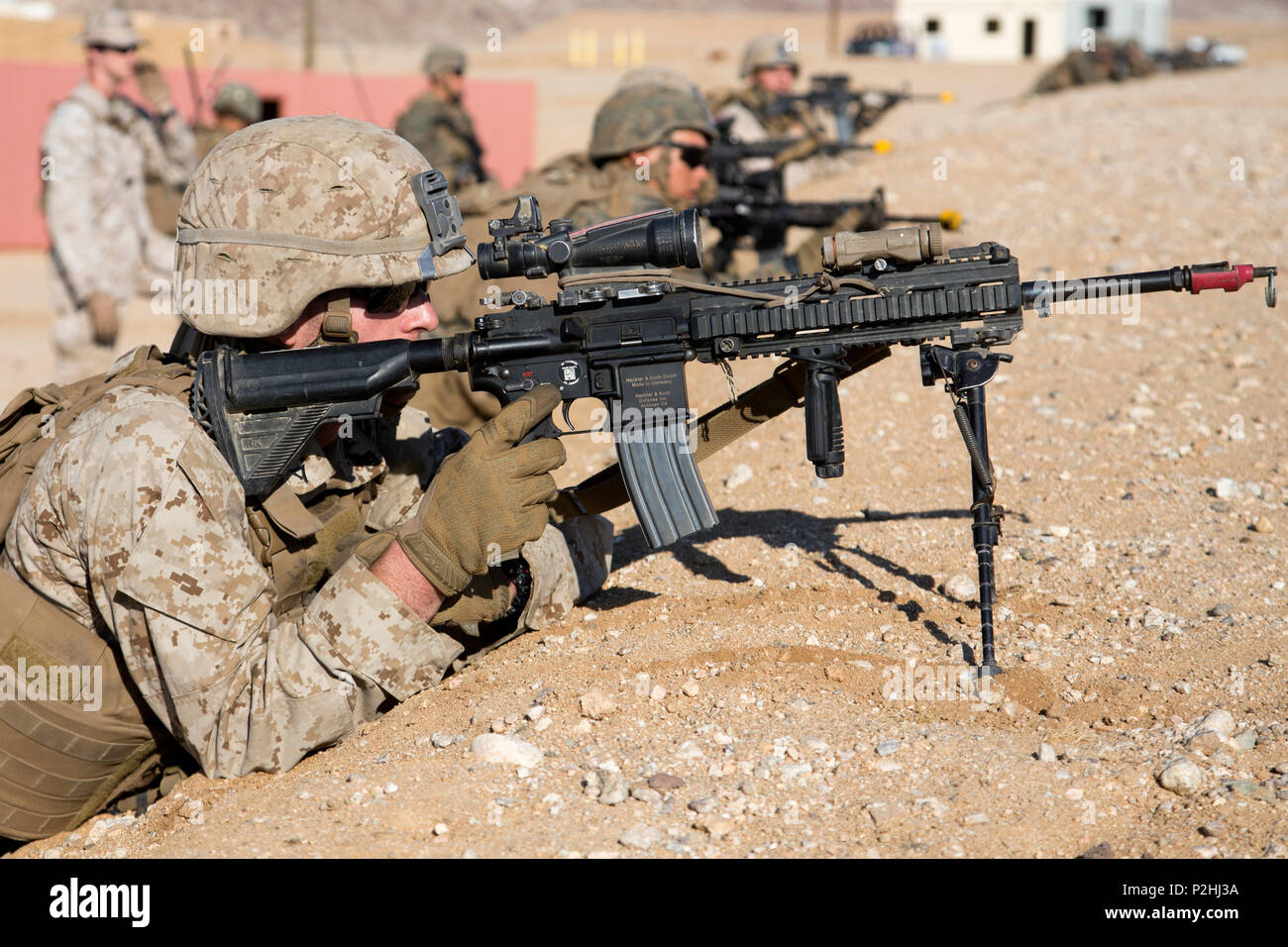 Marines with Infantry Officer Course conduct lane training at Range 220 ...