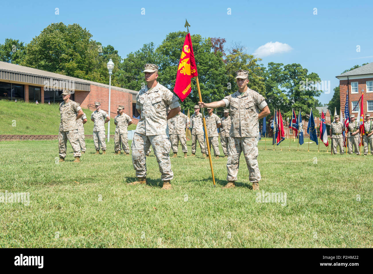 U.S. Marine Corps Capt. Peter Ciaston and Sgt. Dylan Pierce, stand at ...