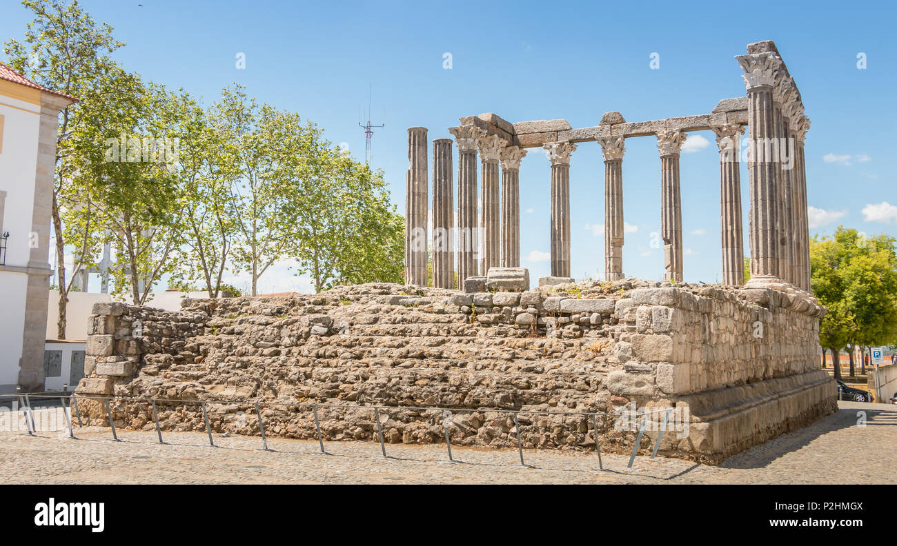 Evora, Portugal - May 5, 2018: architectural detail of the Roman temple ...