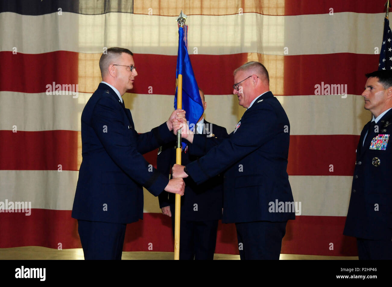 U.S. Air Force Col. Marshall C. Collins (right), relinquishes command ...