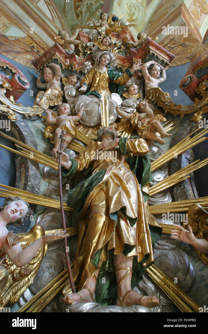 Saint Joseph statue on the altar in the Baroque Church of Our Lady of ...