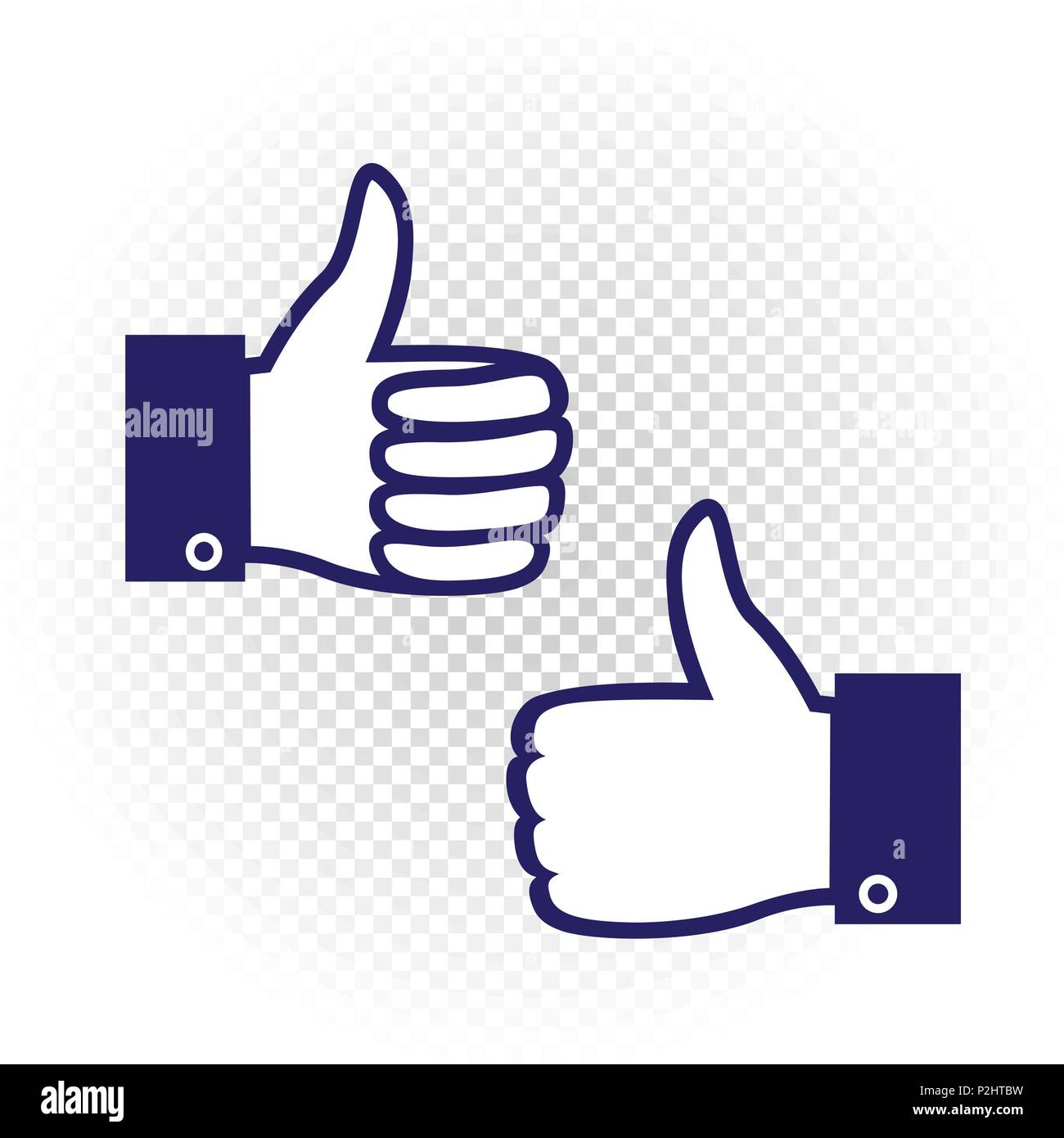 Like symbol set. Blue hand palm with raised upward finger on white ...