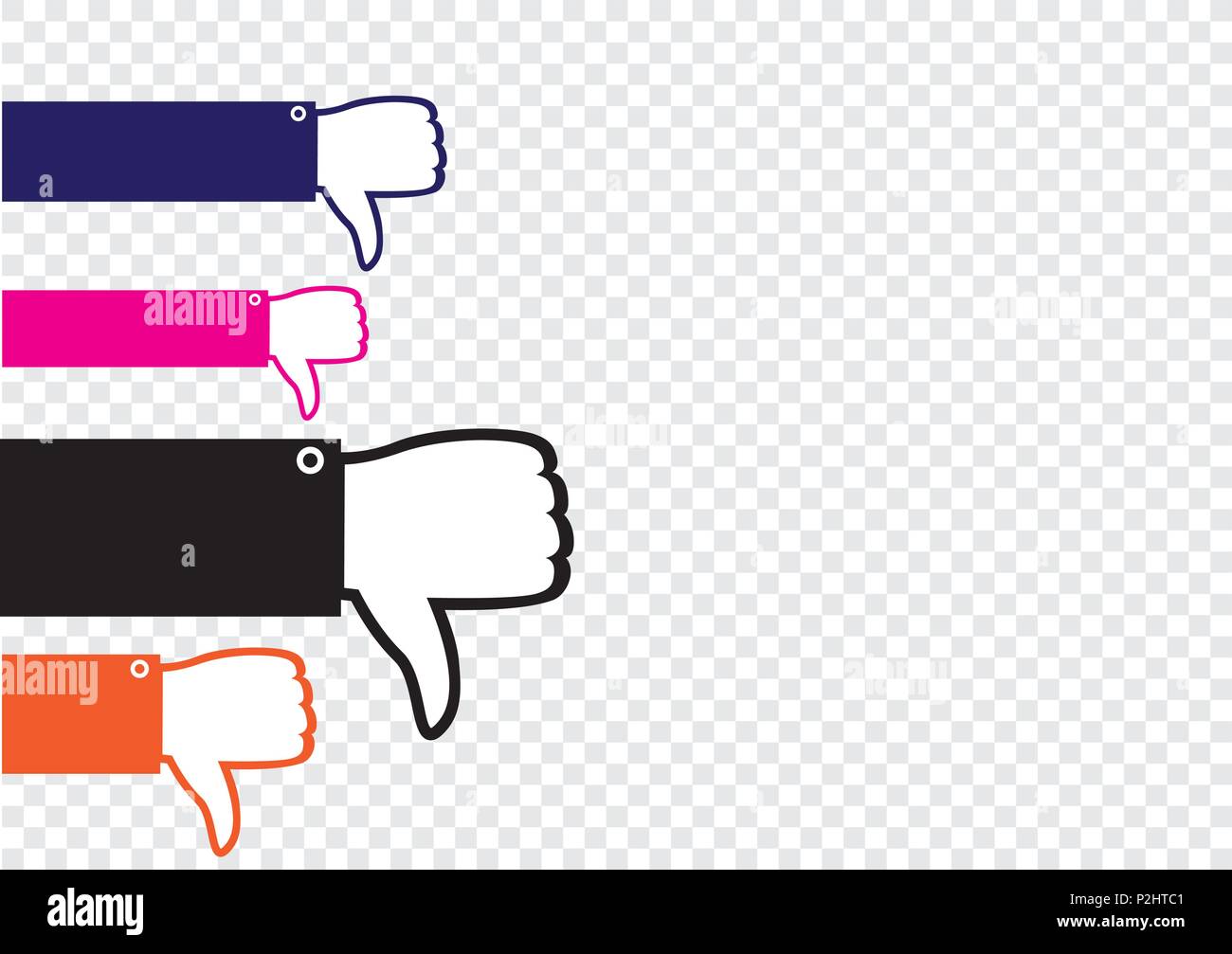Many hands show dislike on transparent background Stock Vector Image ...