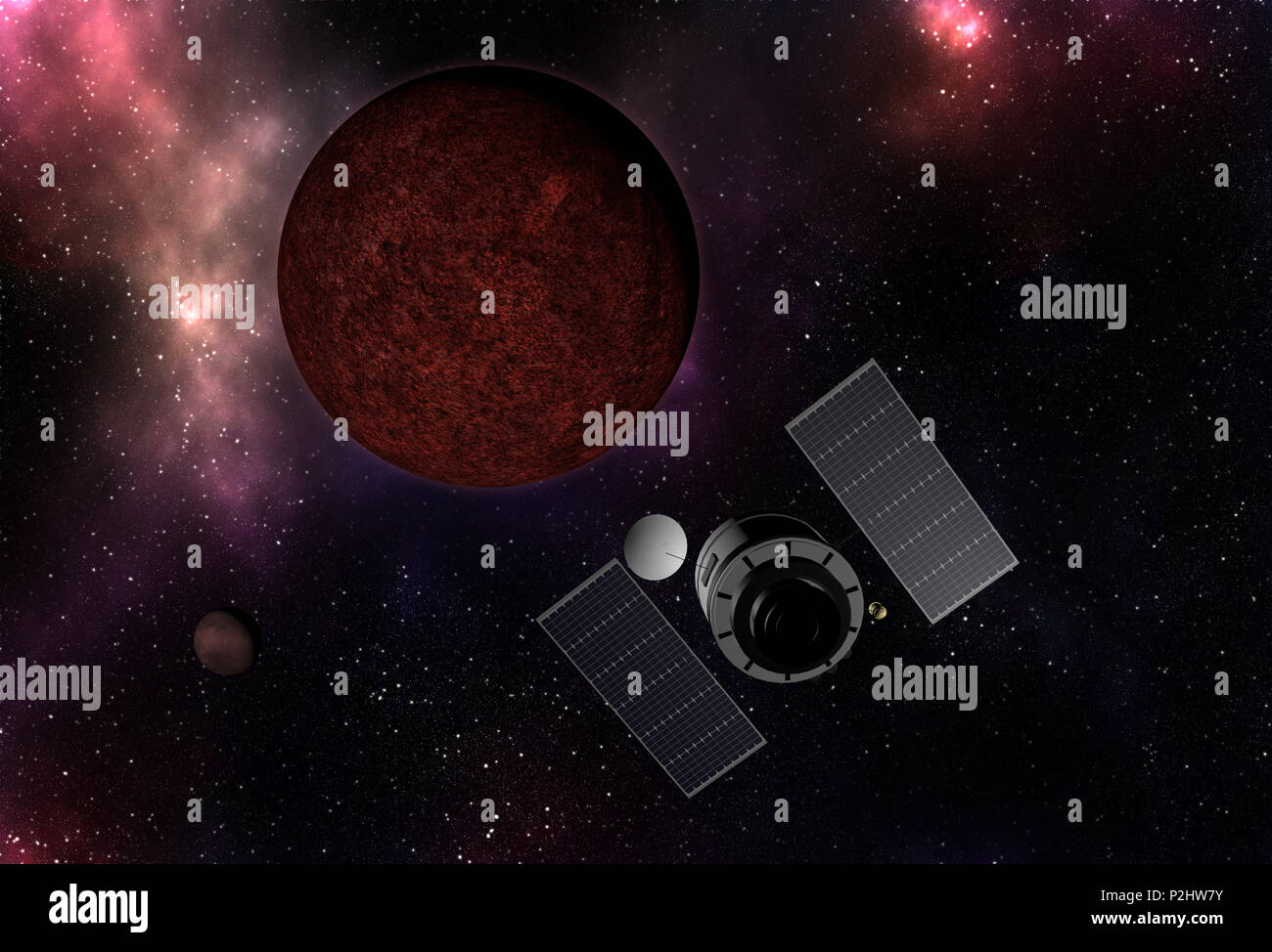 Interstellar spaceship flying to vibrant outer space with stars, nebula ...