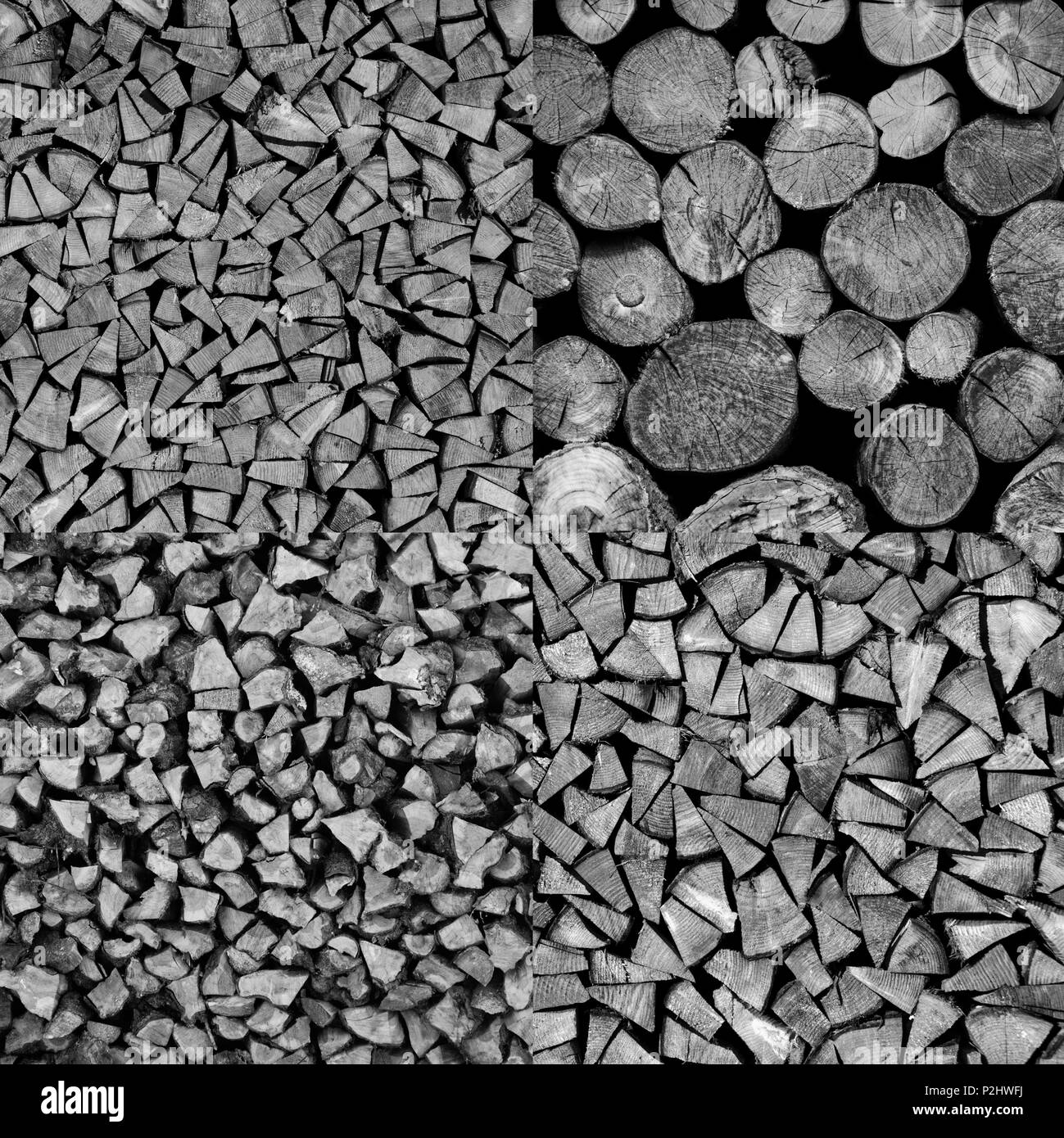 Firewood wood logs chopped fuel Black and White Stock Photos & Images ...