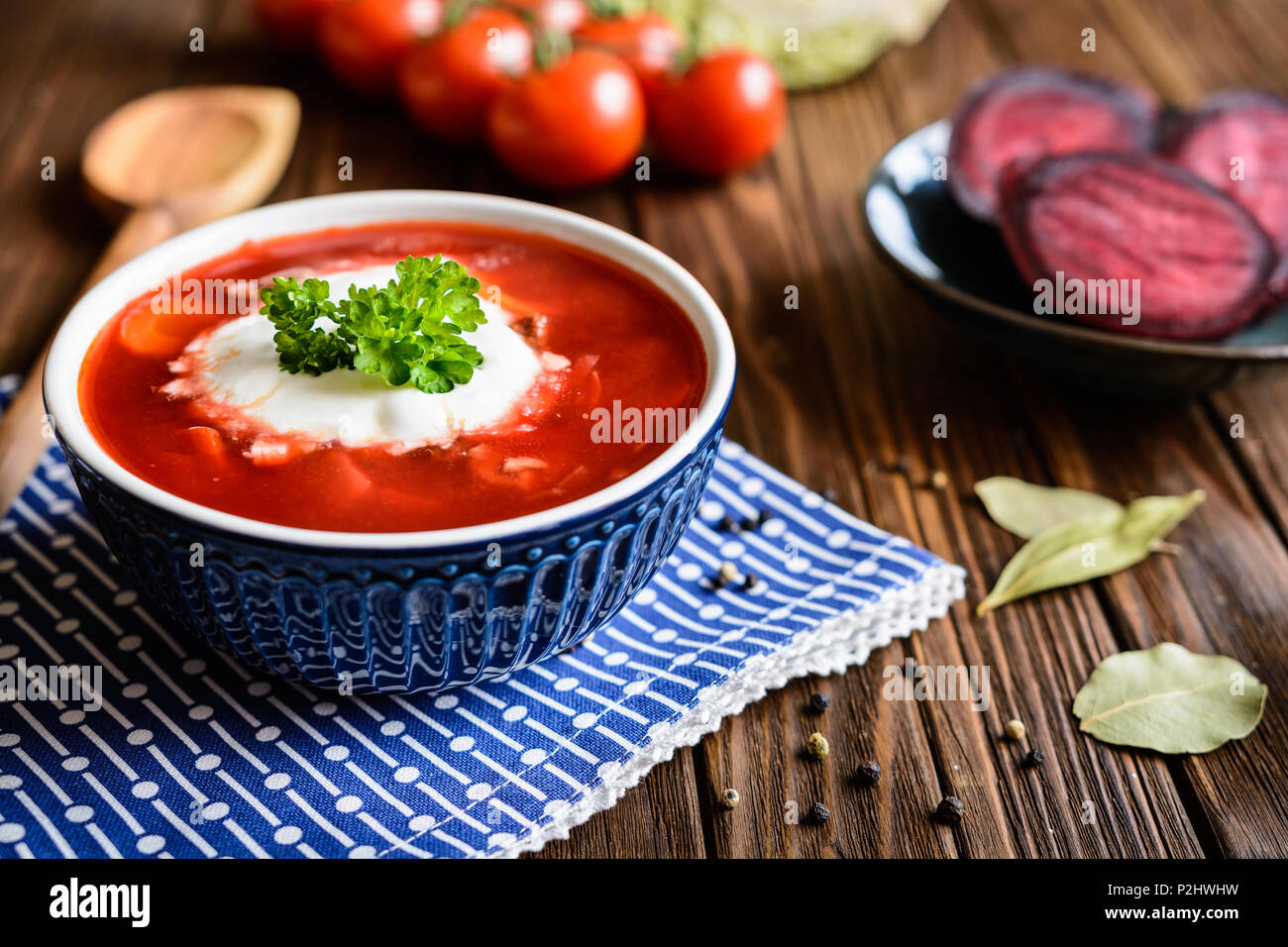 Borscht - traditional Ukraine soup made of beetroot, tomato, cabbage ...