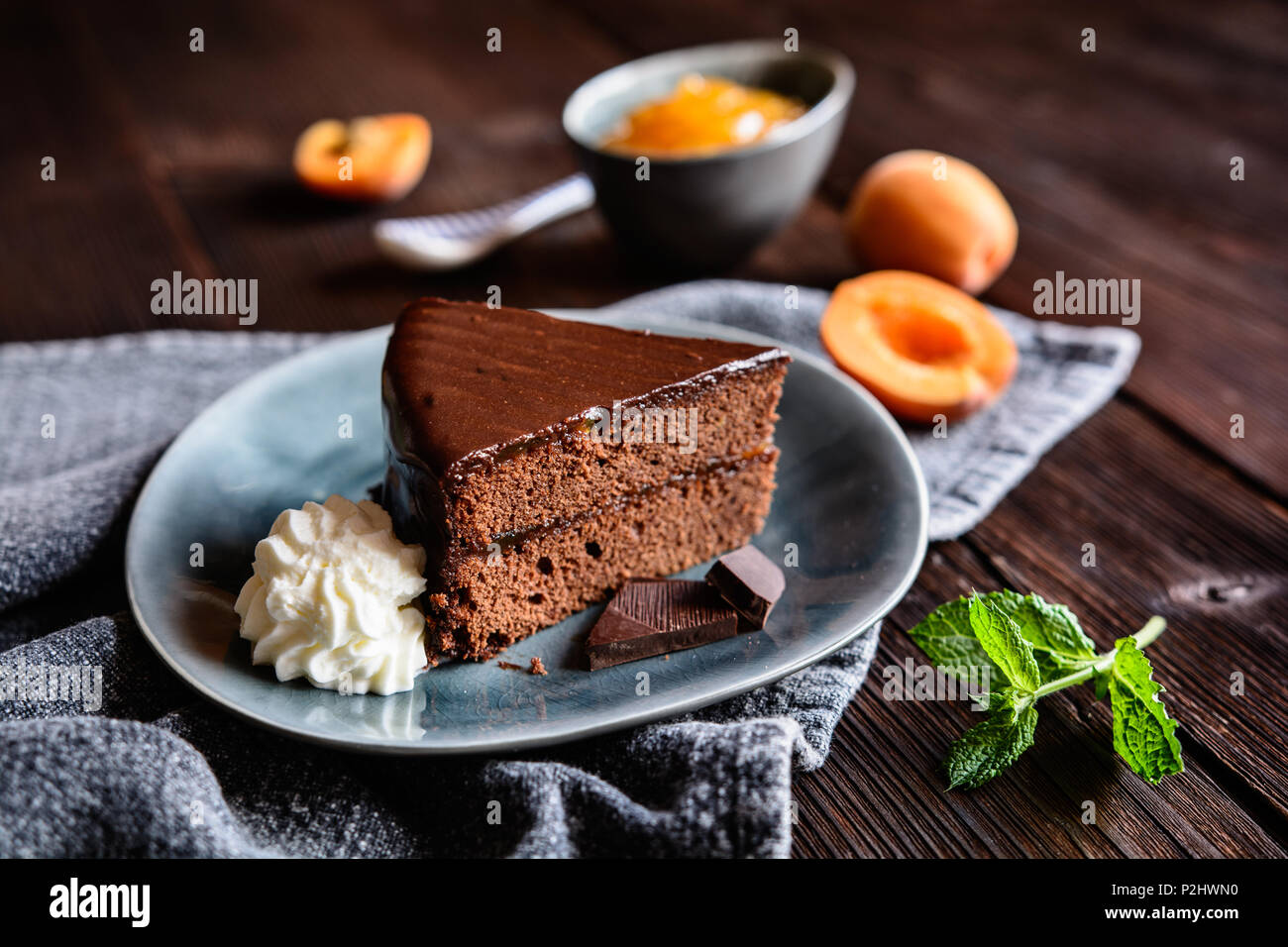 Sacher cake - traditional Austrian chocolate dessert Stock Photo - Alamy
