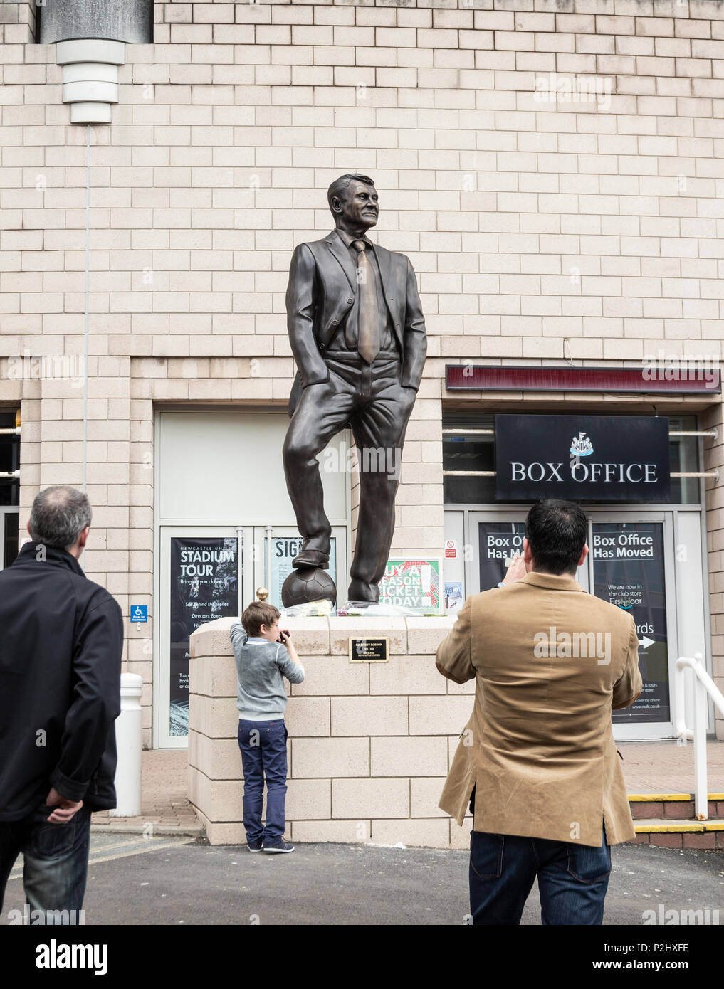 Statue of Sir Bobby Robson, former manager of Newcastle United, outside ...