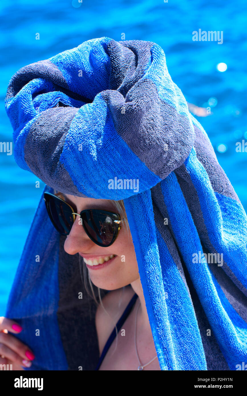 Sharm el-Sheikh, Egypt - March 14, 2018. The original headdress made of ...