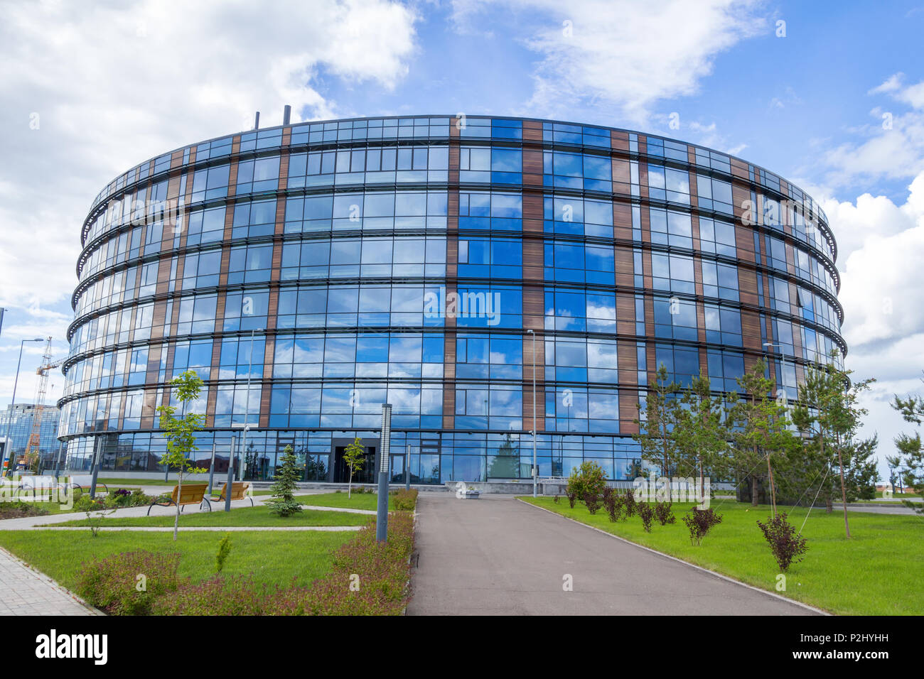 Innopolis, Russia - June 11, 2018: The facade of Technopark named A. S ...