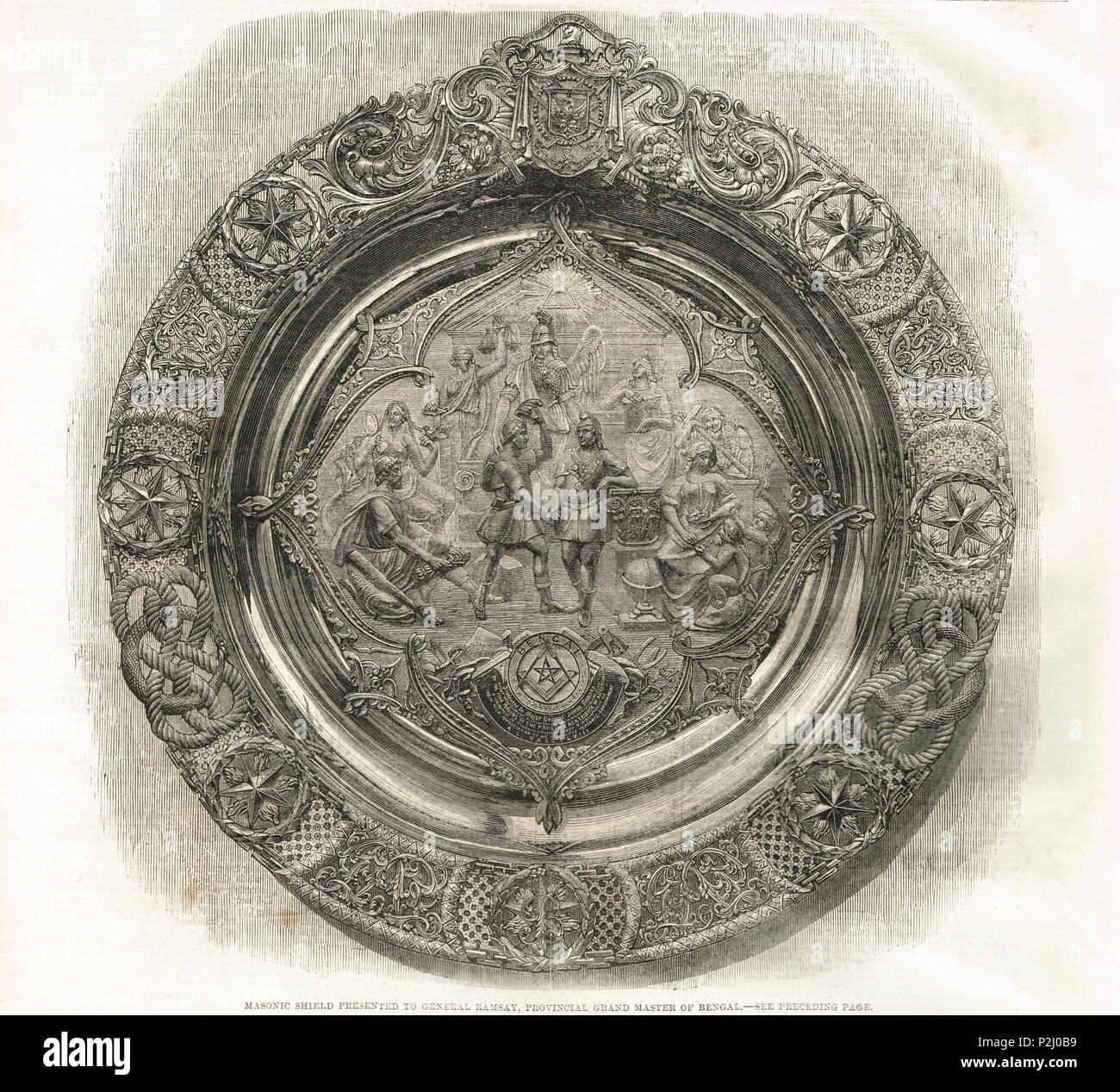 Masonic shield, presented to General Ramsay, provincial Grand Master of ...