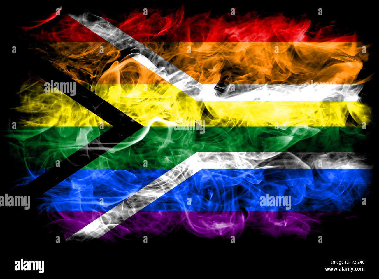 South Africa gay smoke flag Stock Photo - Alamy