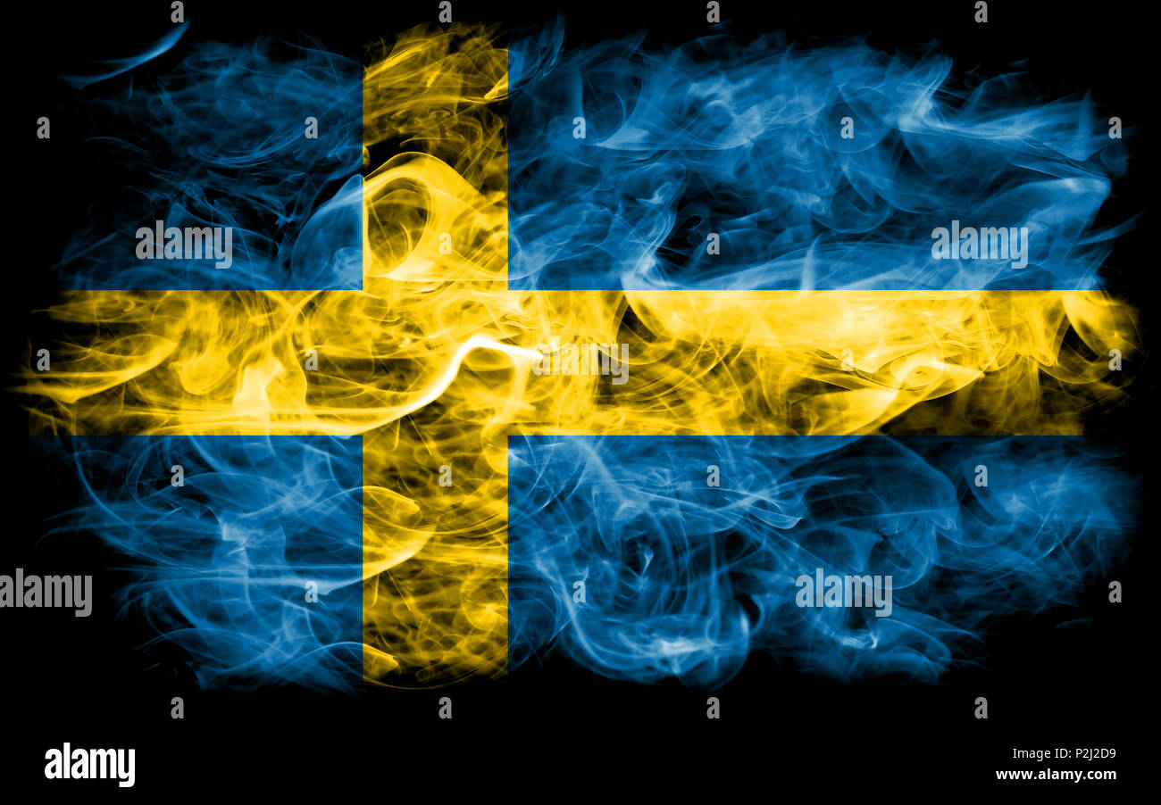 Sweden smoke flag Stock Photo - Alamy