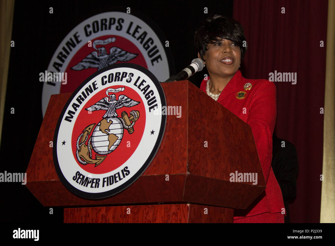 Dr. Betty Mosley Brown speaks during the Modern Day Marine Grand ...