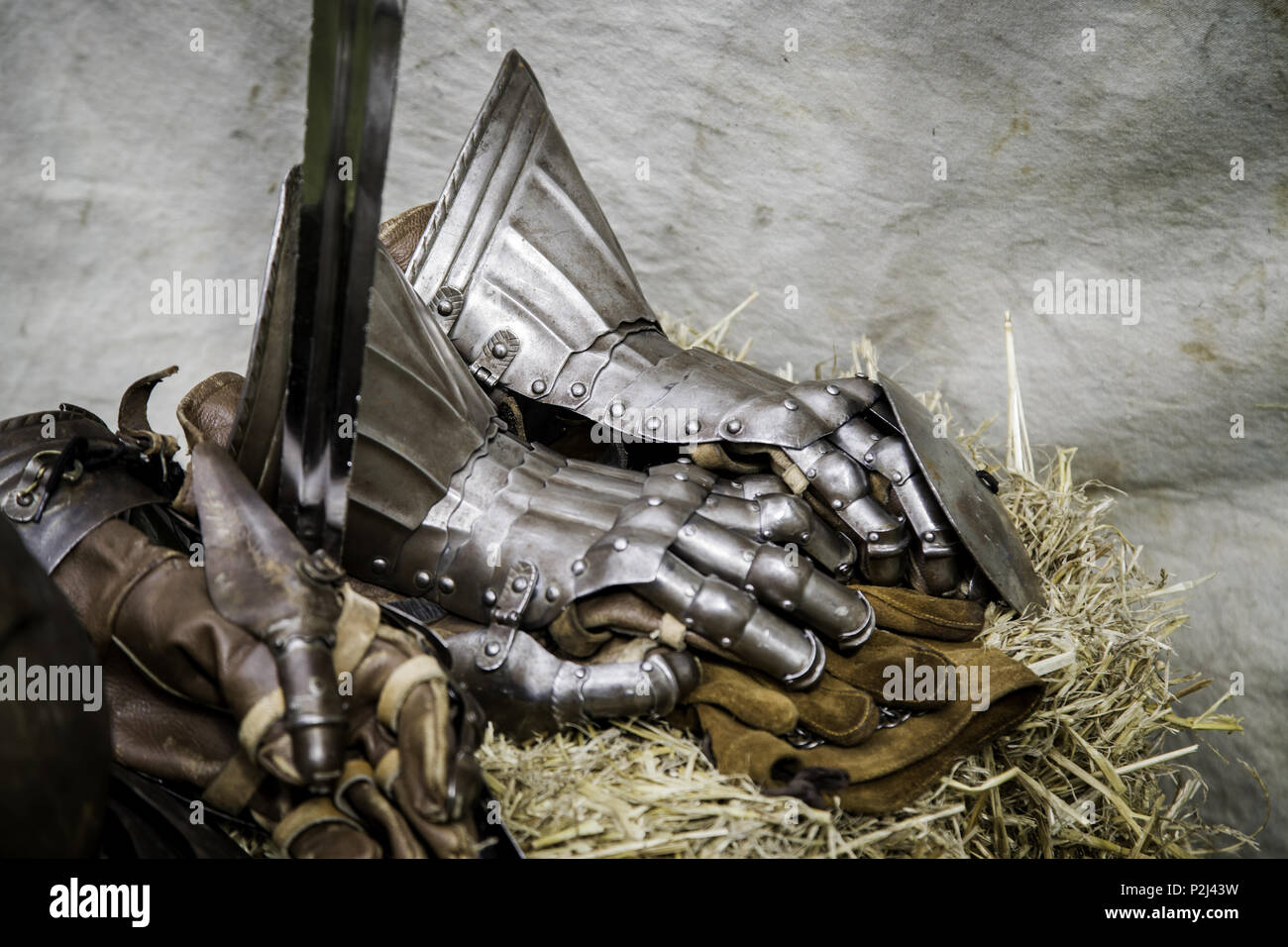 Medieval armor glove, detail of protection, ancient history Stock Photo ...