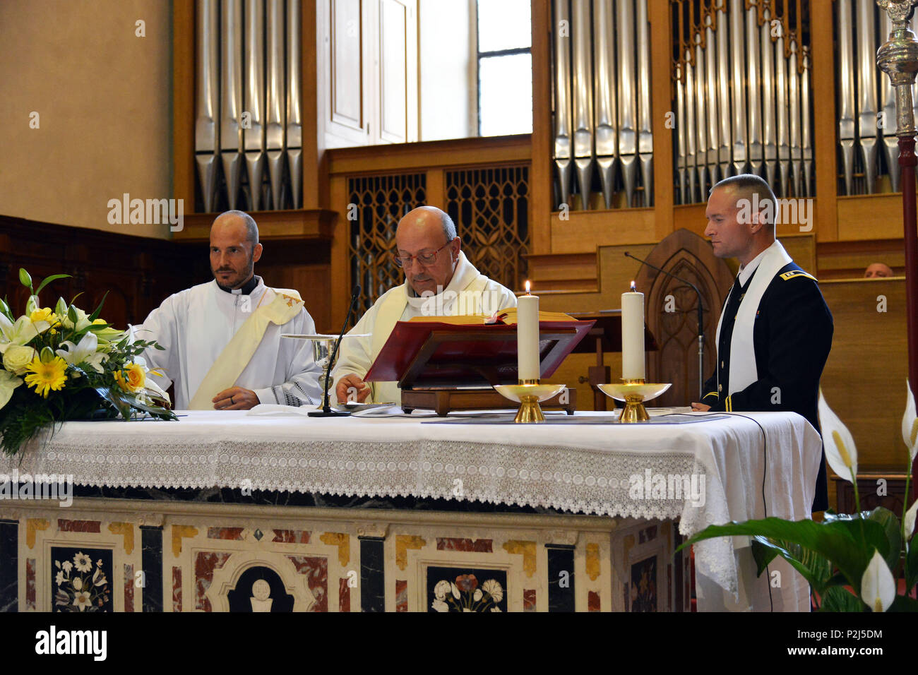 From left: Padre Mark Williams, Padre Roberto Gennaro, Vicenza Police ...