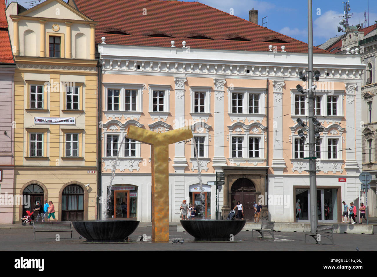 Czech Republic, Plzen, Pilsen, Republic Square, historic architecture ...