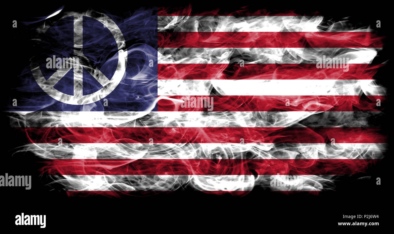 US Peace symbol smoke flag Stock Photo - Alamy