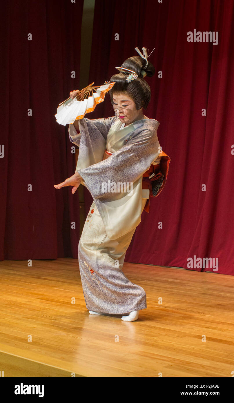 A Japanese dancer performs traditional Japanese dance during a Marine ...