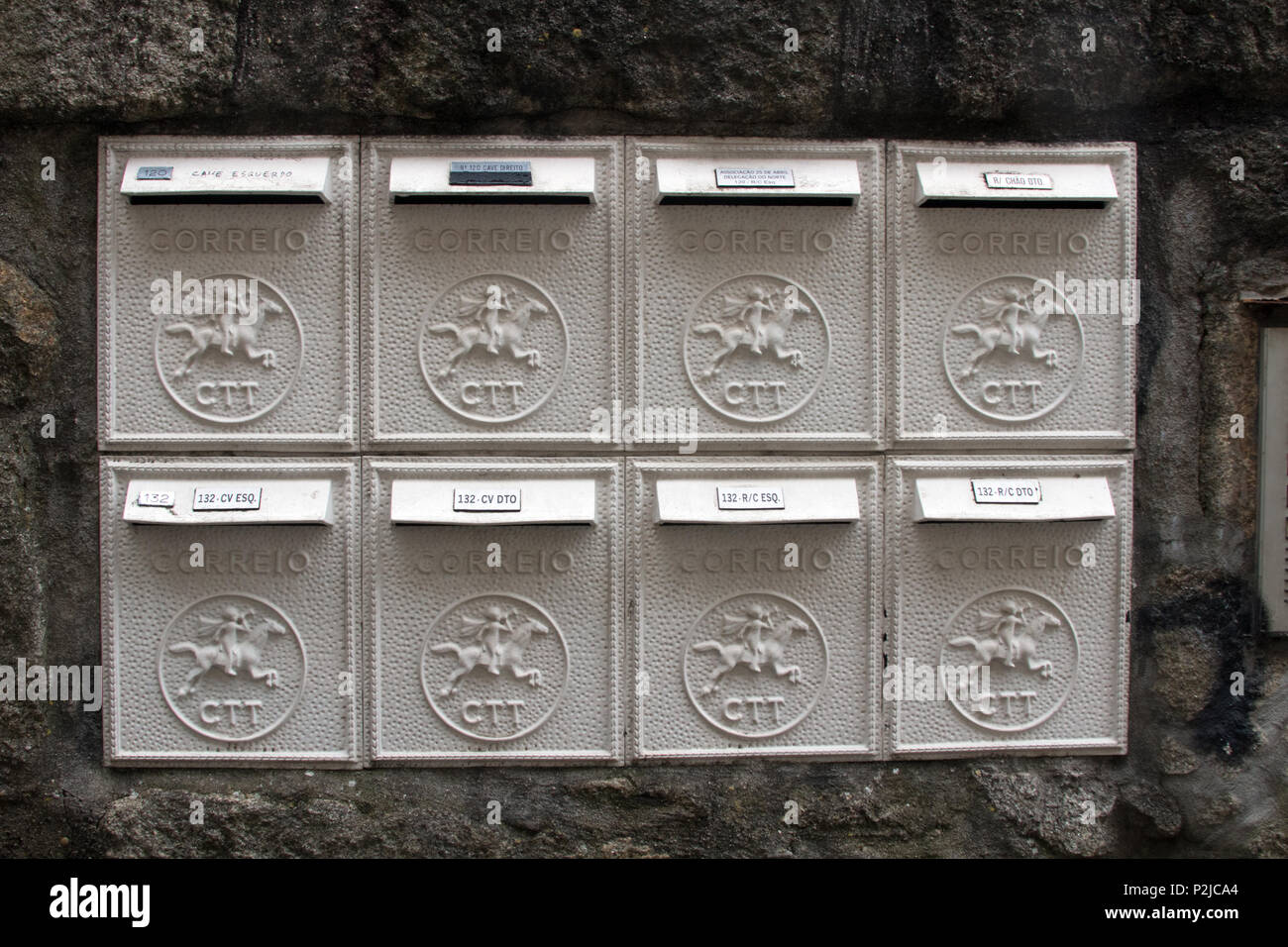 Post boxes for flats and houses in the Ribiera district of Porto ...
