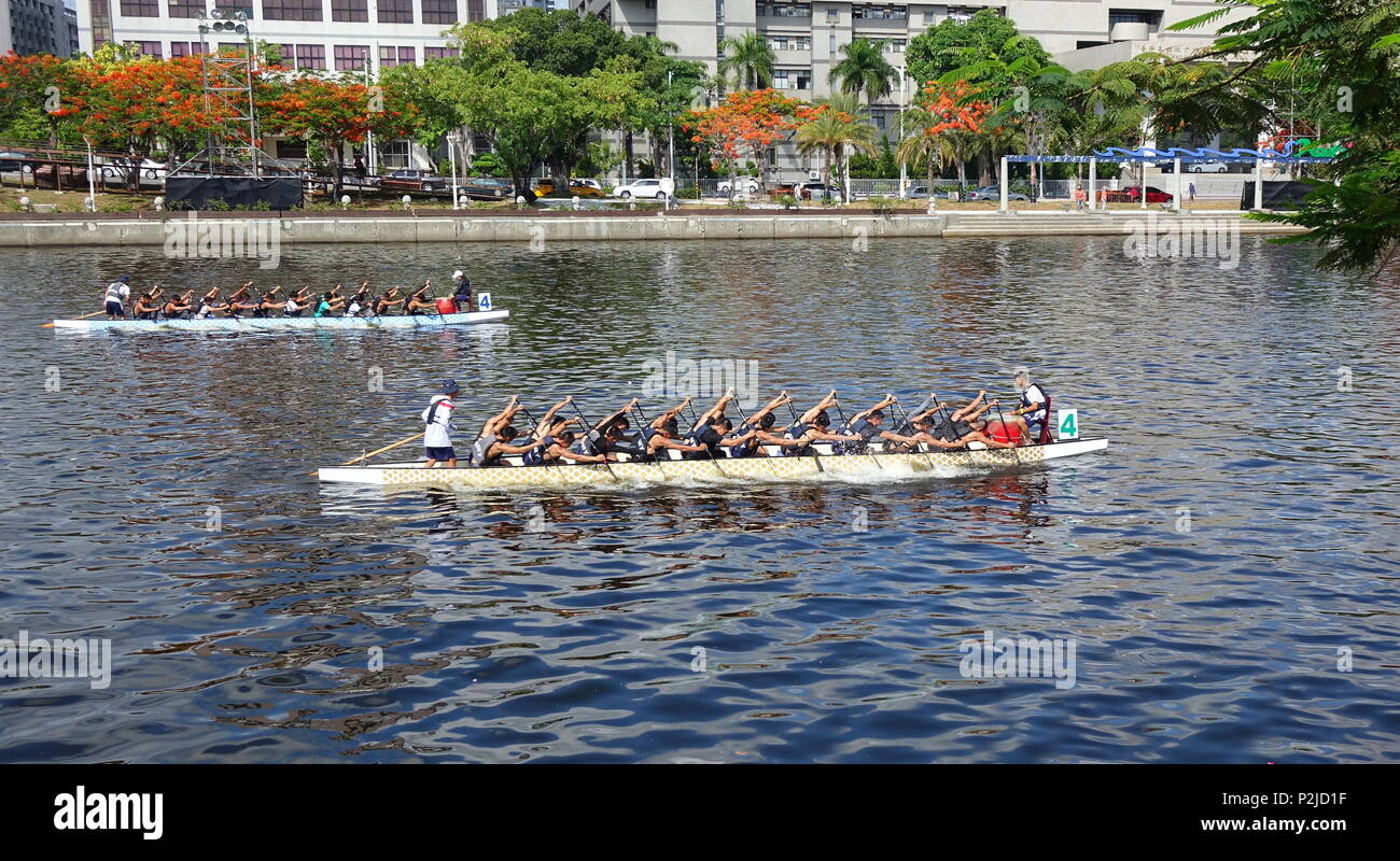 KAOHSIUNG, TAIWAN -- JUNE 10, 2018: Two teams train for the upcoming ...