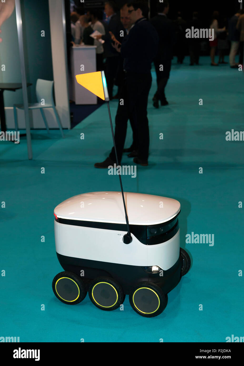 View of a Self-Driving Delivery Robot made by Starship Technologies, at ...