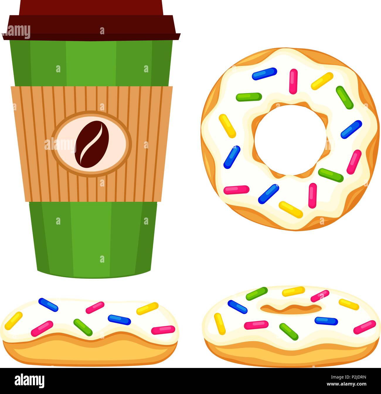 Cup coffee donut isolated Stock Vector Images - Alamy
