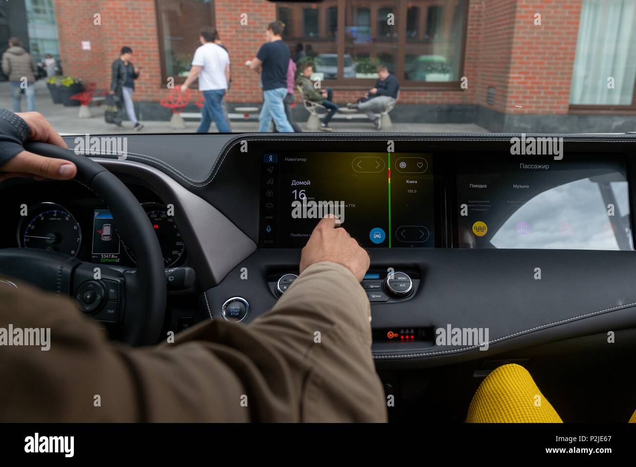 June 7, 2018. - Russia, Moscow. - Dashboard of Toyota RAV4 with Yandex ...