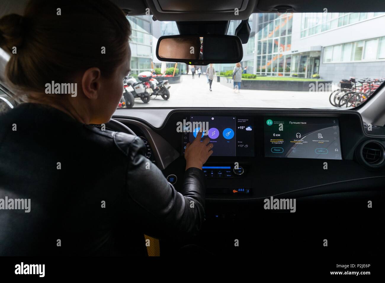 June 7, 2018. - Russia, Moscow. - Dashboard of Toyota RAV4 with Yandex ...