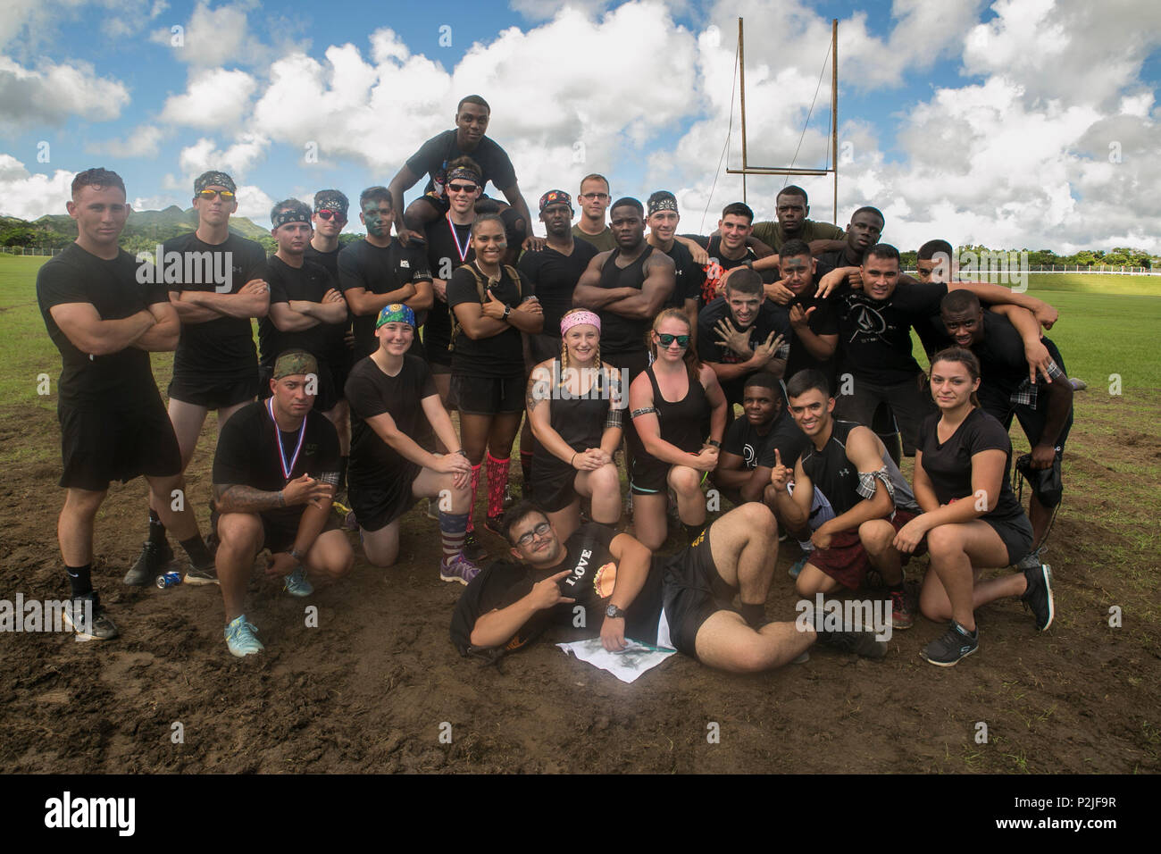 Marines pose for a group photo after the Camp Hansen Highland Games in ...