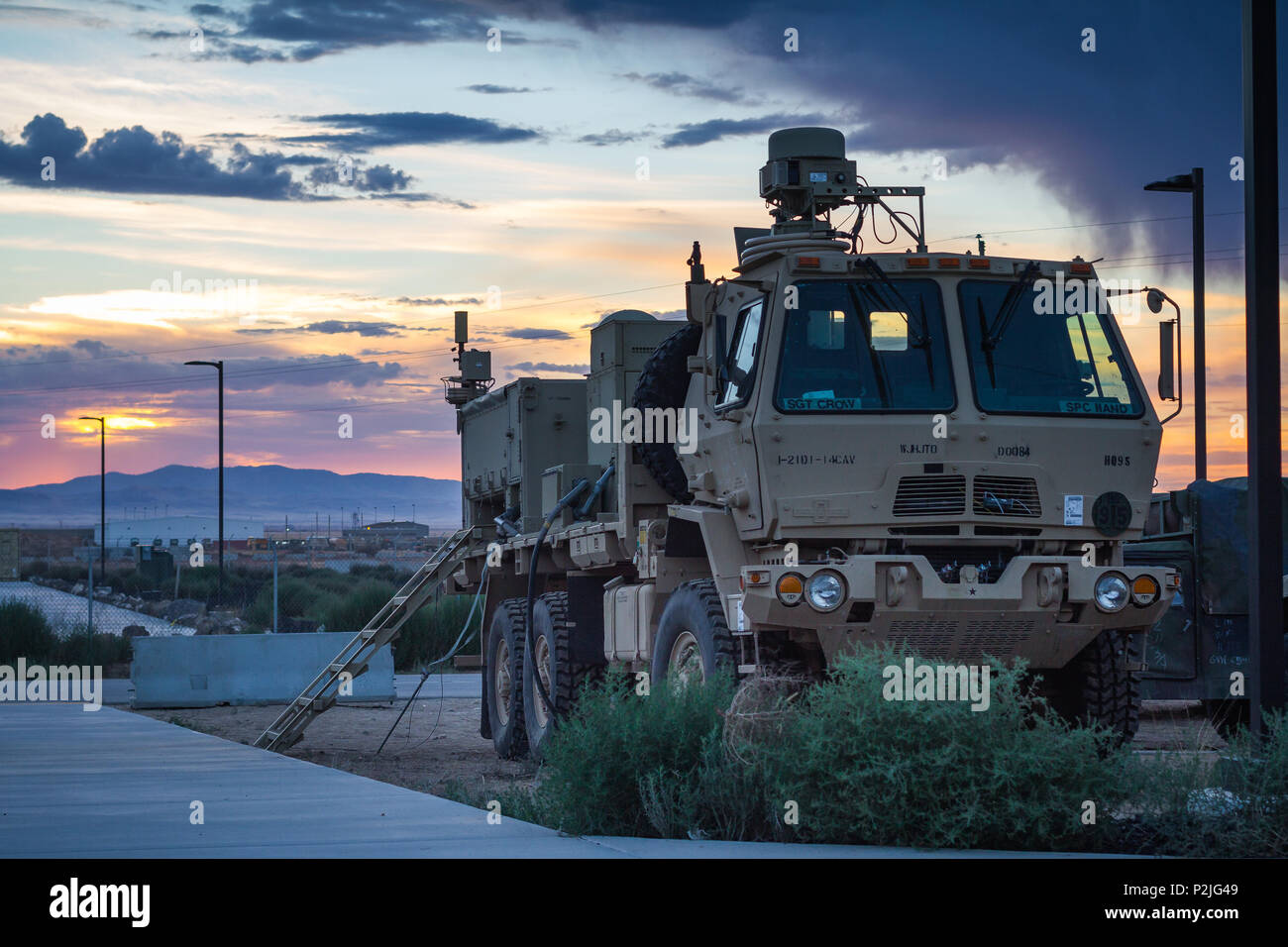 A U.S. Army light medium tactical vehicle assigned to 1st Battalion ...