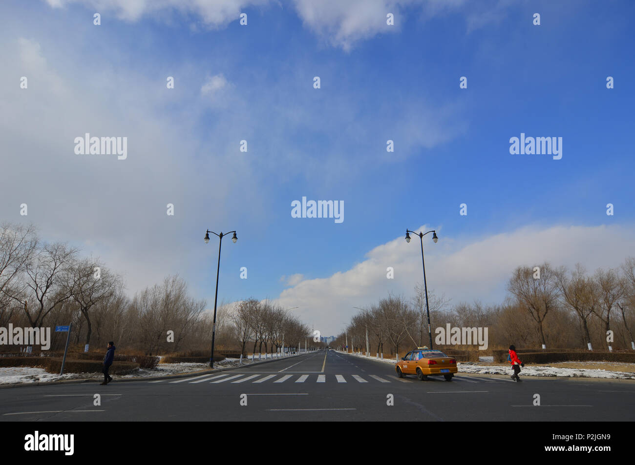 Harbin, China - Feb 22, 2018. Road at countryside in Harbin, China ...