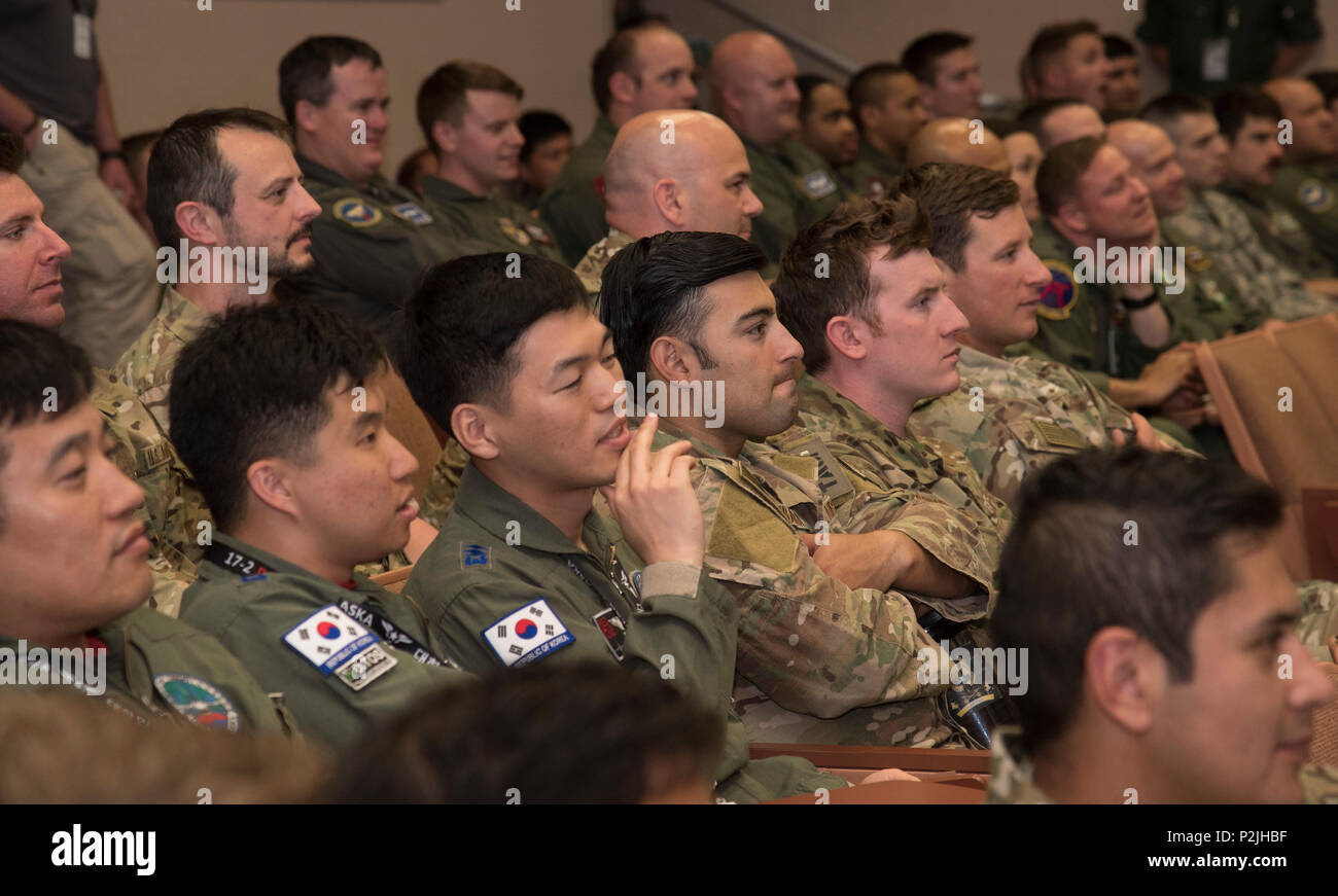 Pilots listen to a mass briefing during the large force exercise Red ...