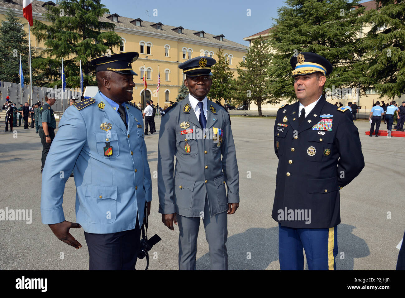 U.S. Army Col. Nicholas Lovelace, U.S. Army Africa, speaks with Senior ...