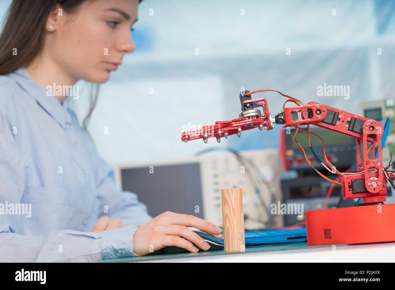 Student girl in robotics class Stock Photo - Alamy