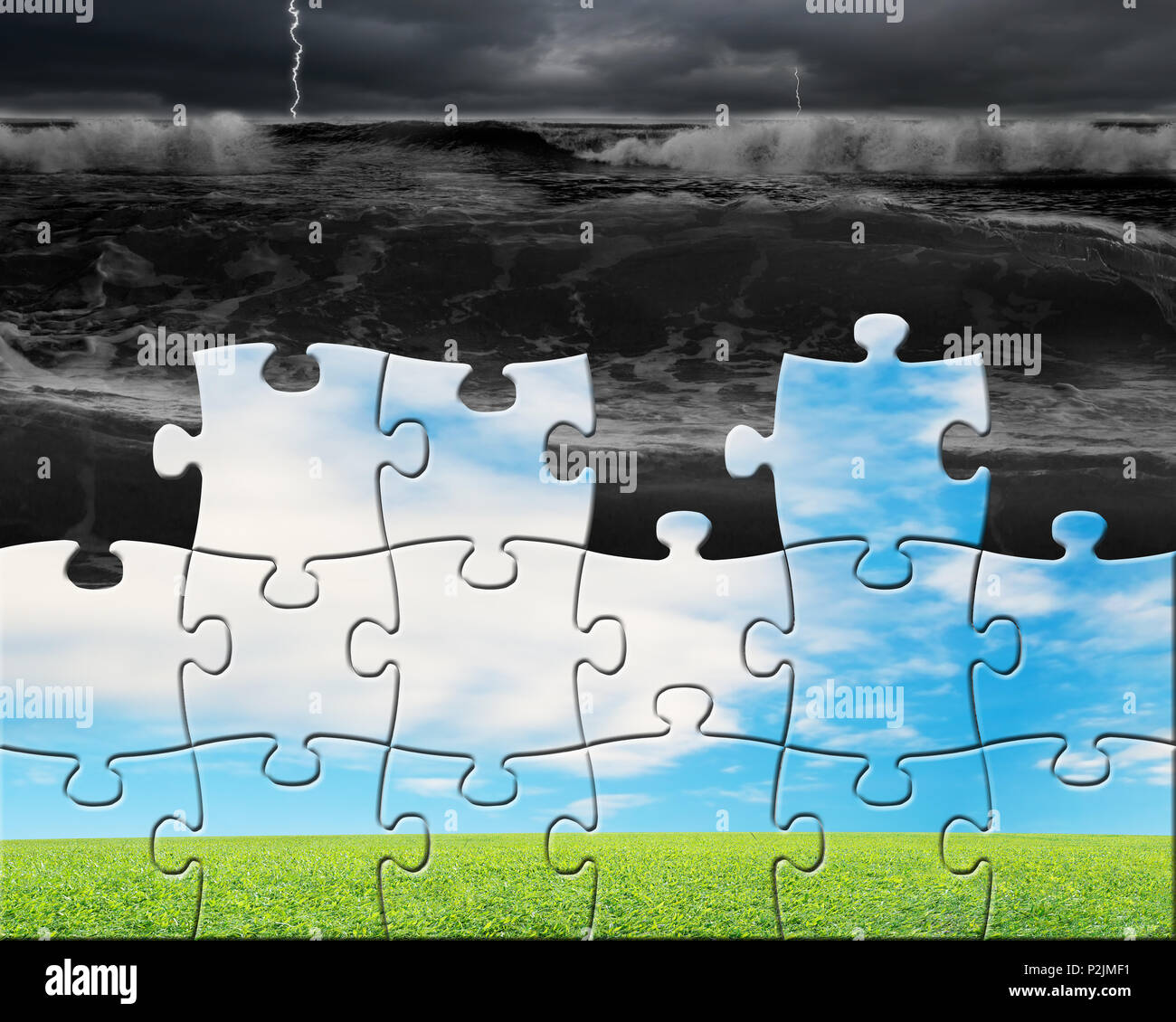 Assembled puzzle with piece missing hi-res stock photography and images ...