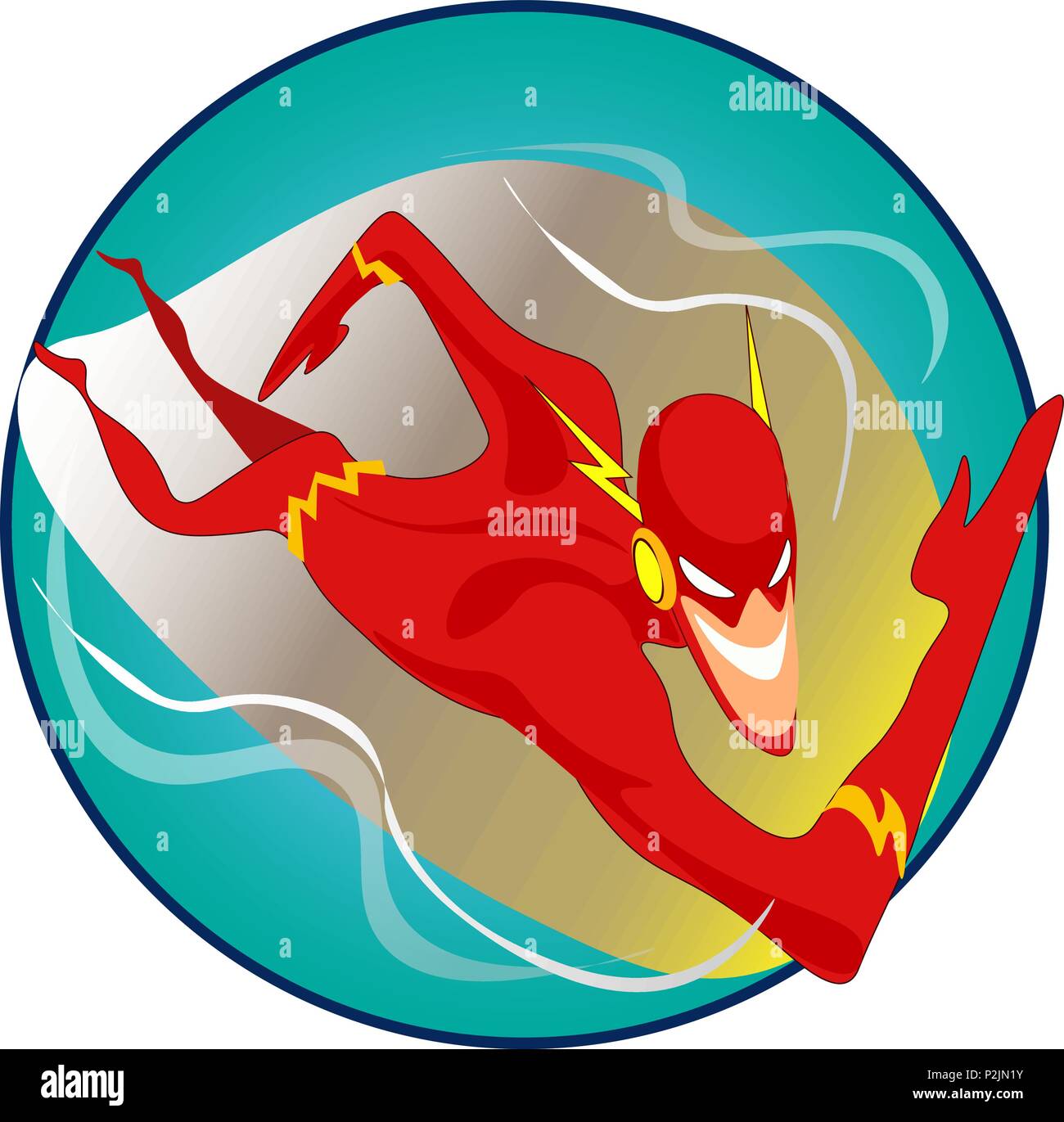 Vector illustration of cartoon fast speed superhero character, white ...