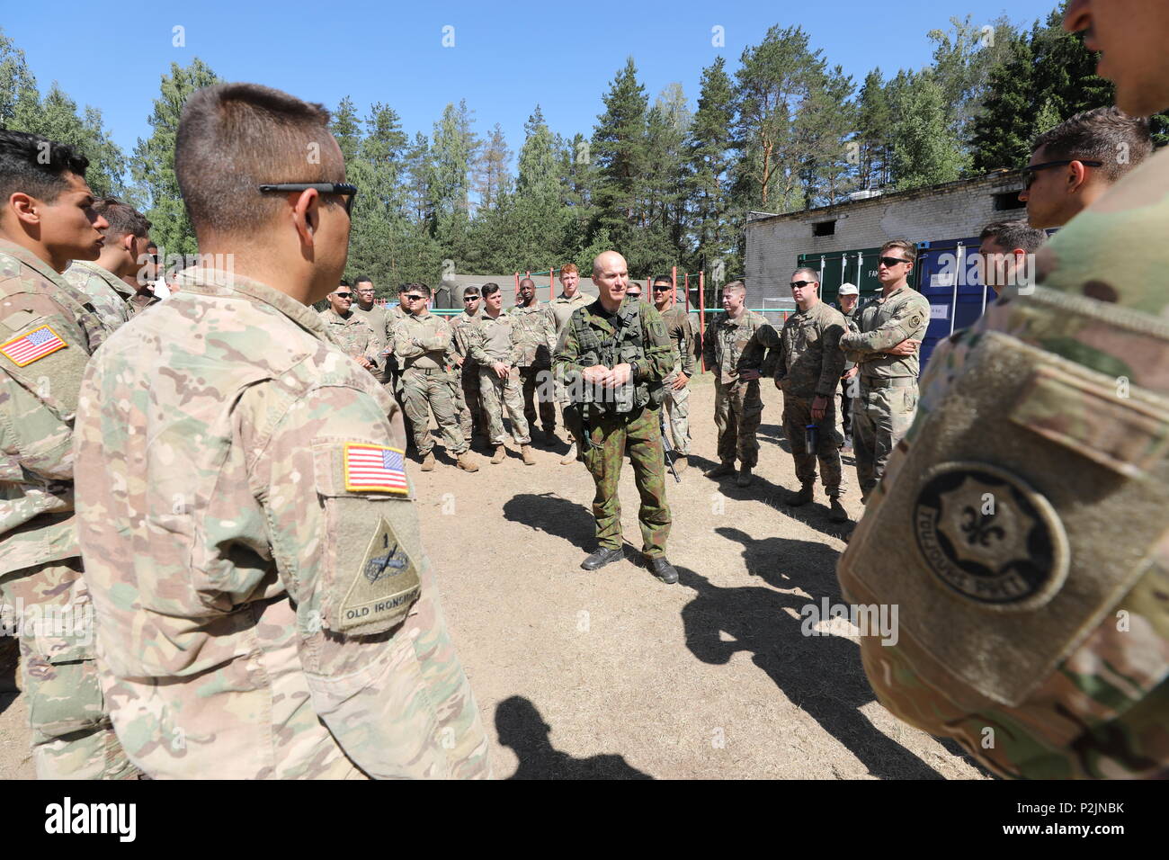 Command Sgt. Maj. Valkinas, Lithuanian Army, provides a warm welcome to ...