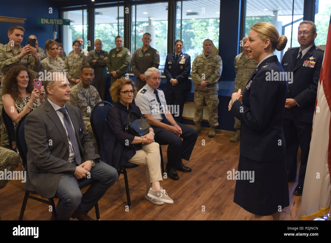 U.S. Air Force Col. Bryony A. Terrell addresses and thanks those in ...
